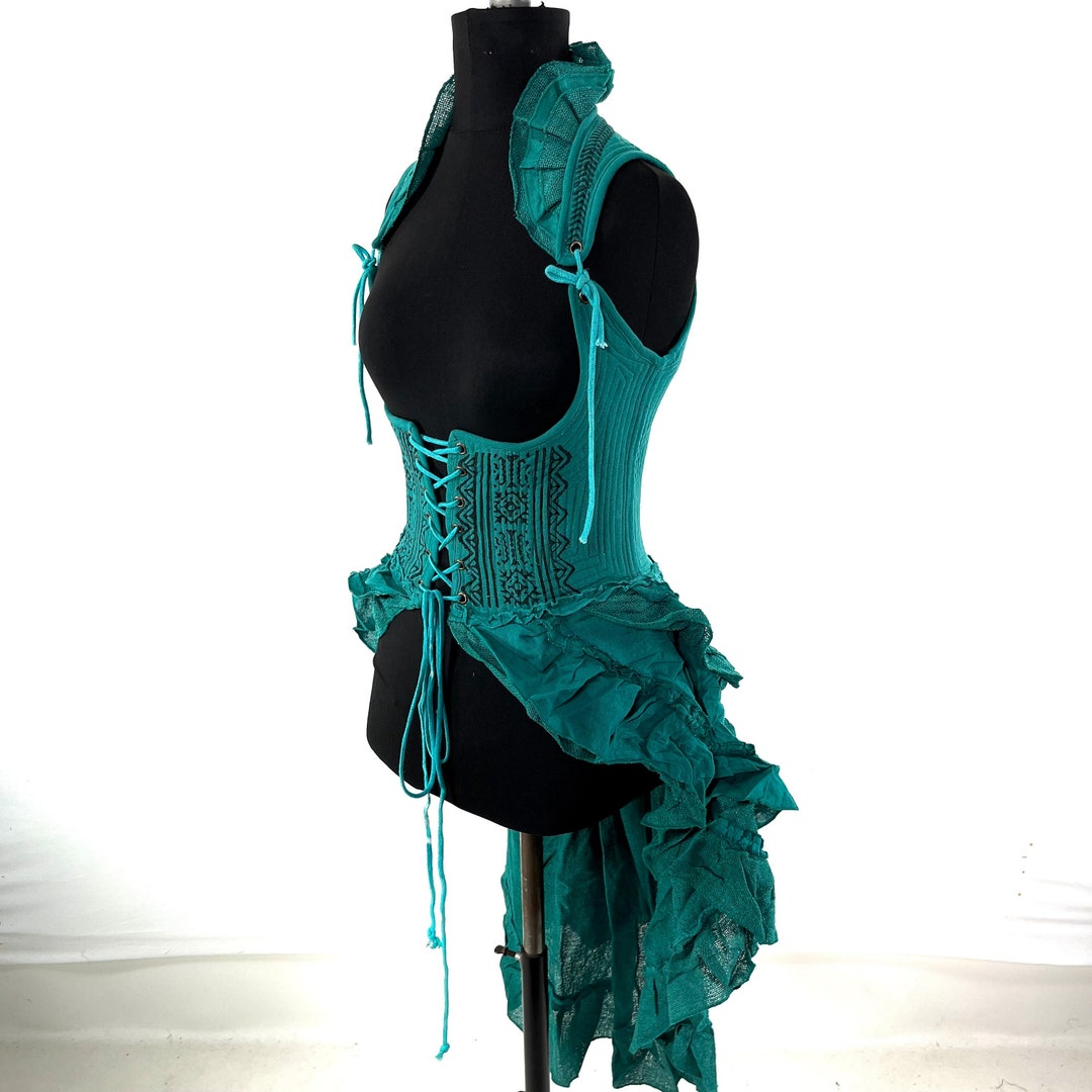 Elisa Cotton Boho Corset Dress in Aquamarine - Etsy