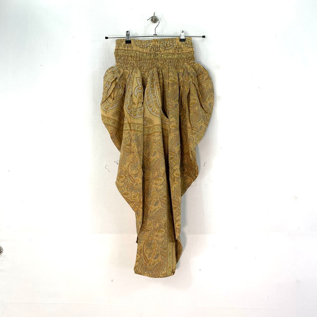 Caroline Waterfall Silk Harem Pants One Size, Elasticated Waist Comfy ...