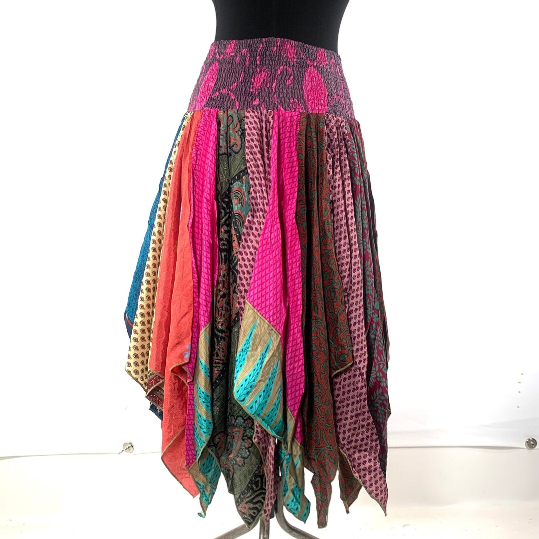 XL. Billie Long Handkerchief Skirt in One Size Elasticated Waist ...