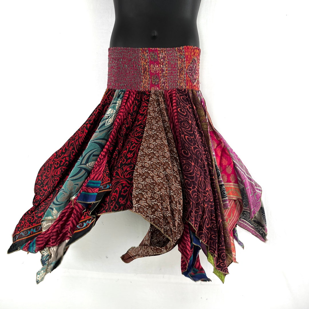 XL. Billie Long Handkerchief Skirt in One Size Elasticated Waist ...