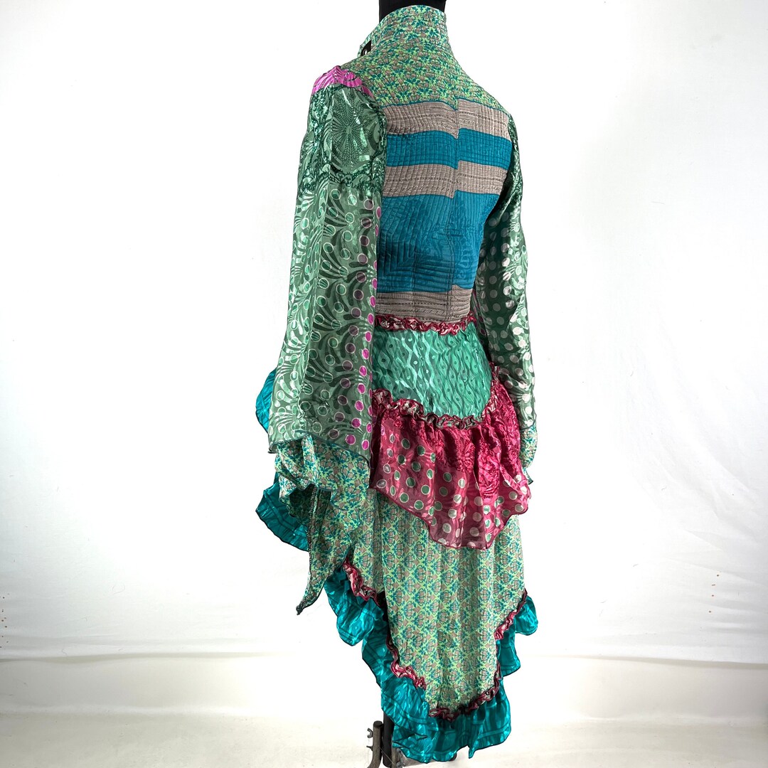 S. Boho Corset Dress With Long Silk Sleeves Seraphina Fantasy Steampunk ...