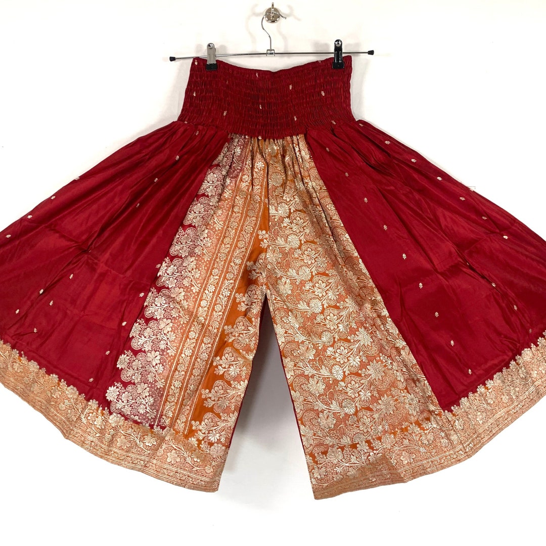Marion Plus Plus Size Short Leg Culottes in Silk Brocade With ...