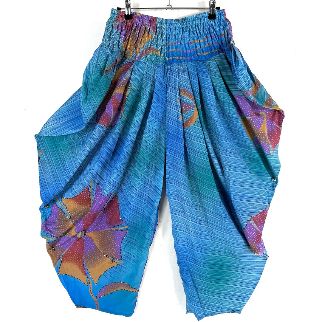 Caroline Waterfall Silk Pants; Handmade One Size, Elasticated Waist ...
