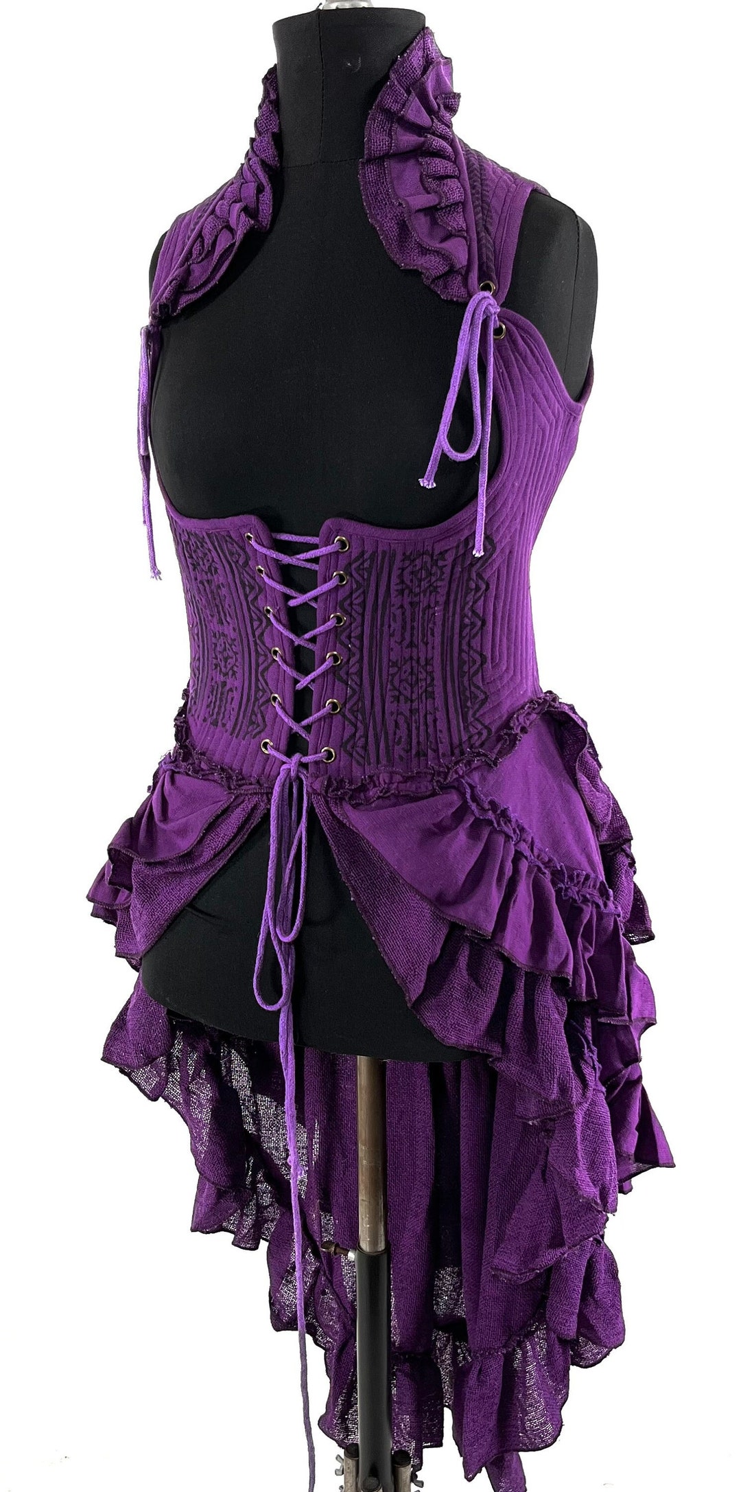 Elisa Cotton Boho Corset Dress in Purple. - Etsy