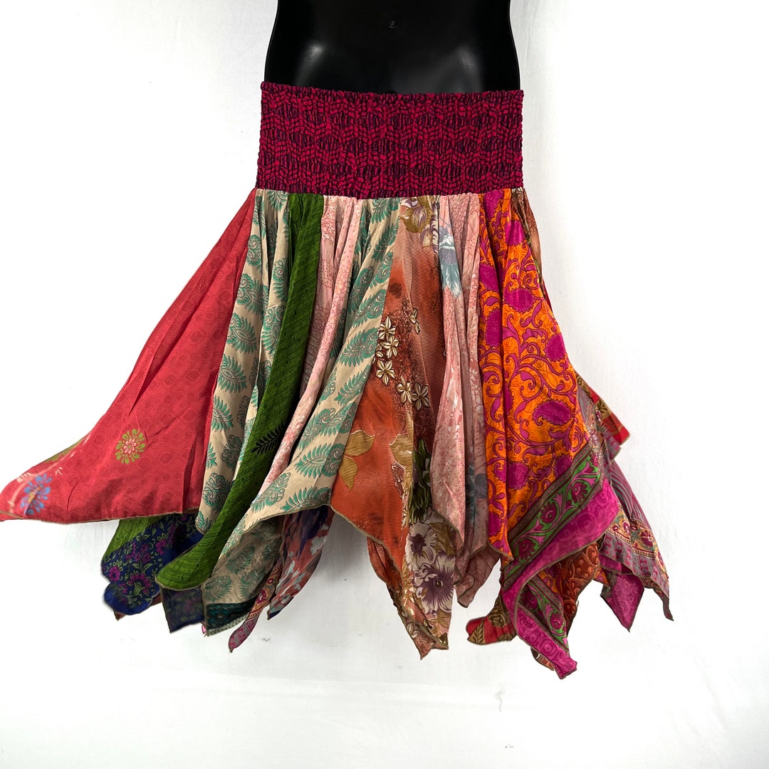 XL. Billie Long Handkerchief Skirt in One Size Elasticated Waist ...