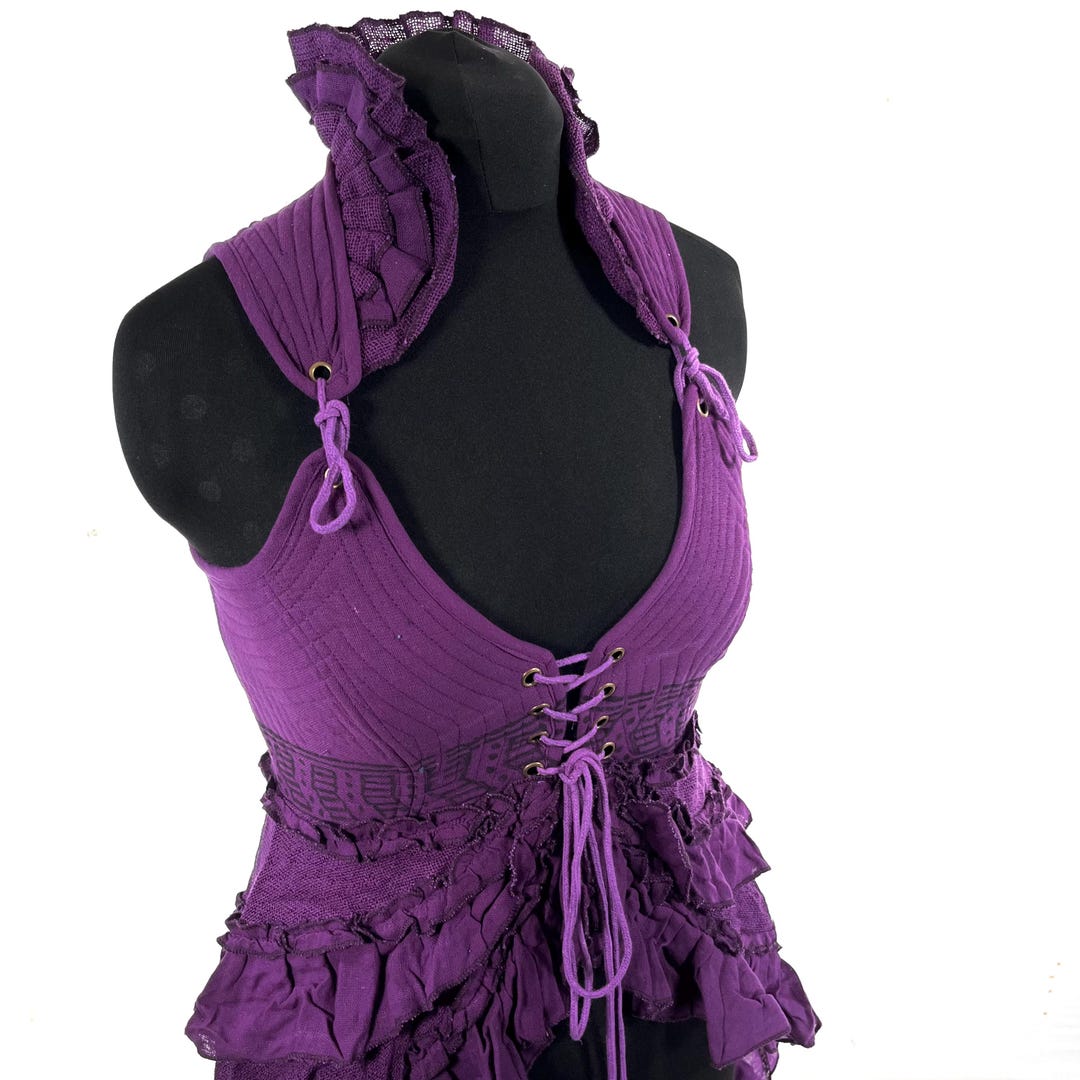 Bardot Boho Corset Dress in Purple. - Etsy