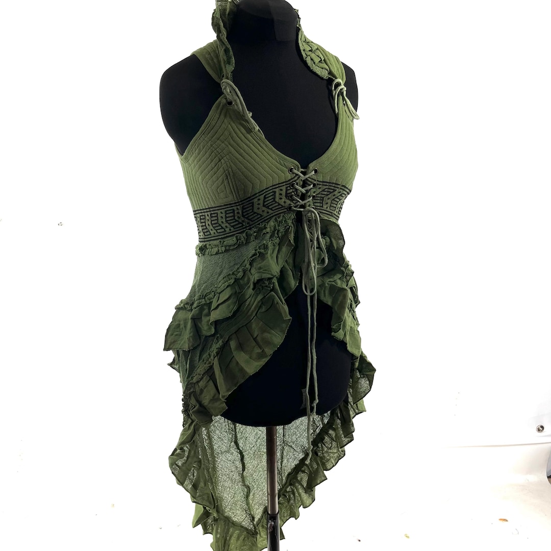 Bardot Boho Corset Dress in Light Green. - Etsy