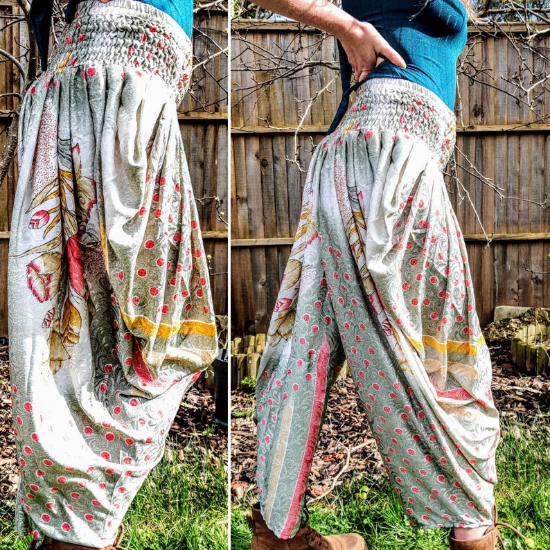 Caroline Waterfall Harem Pants. Silk. One Size Elasticated - Etsy UK