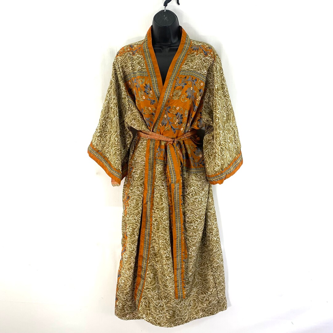 M/L. Luxury Reversible Silk Kimono Robe With Deep Pockets. A Perfect ...