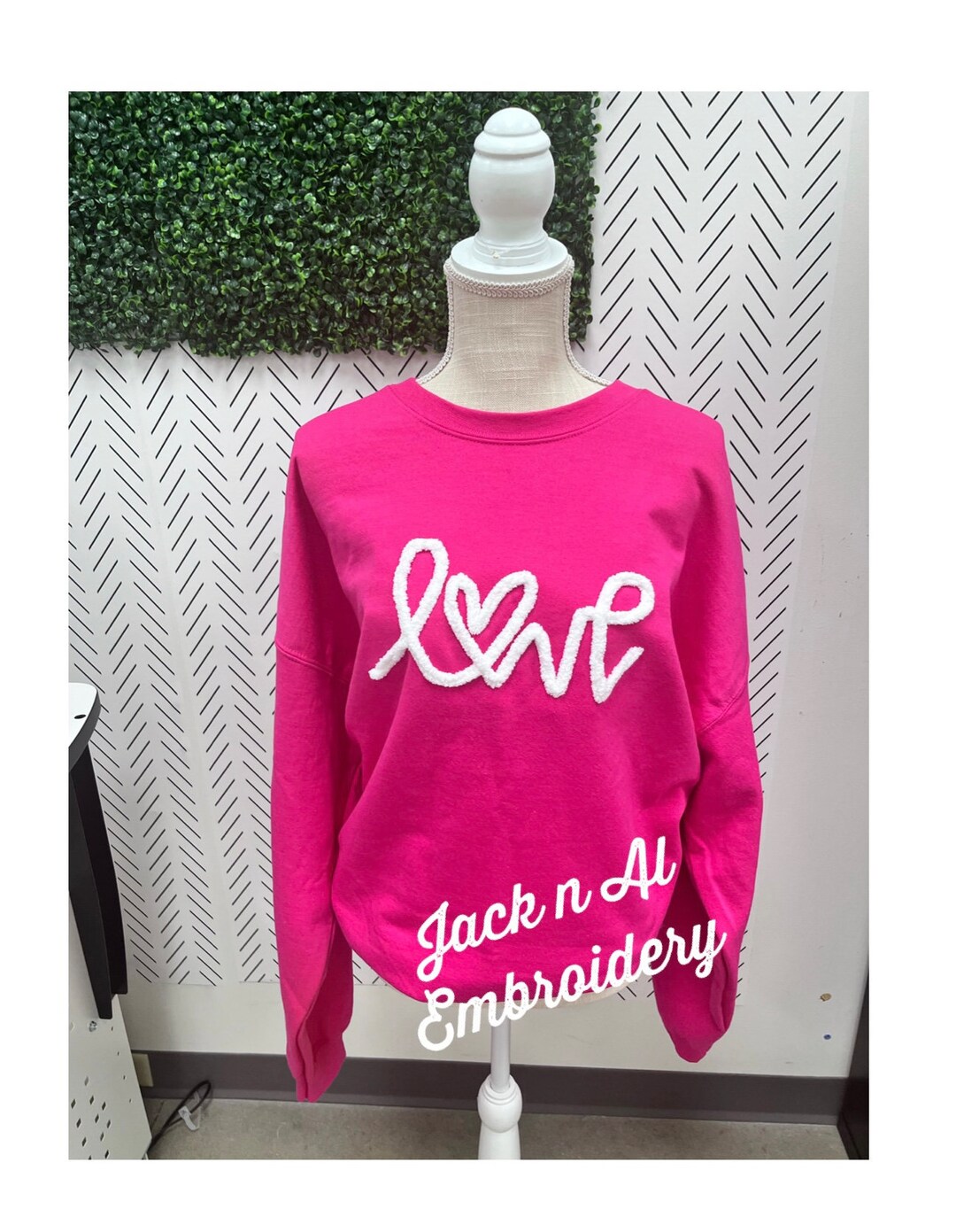 Embroidered Chenille Love Sweatshirt for Women, Valentine Sweatshirt ...