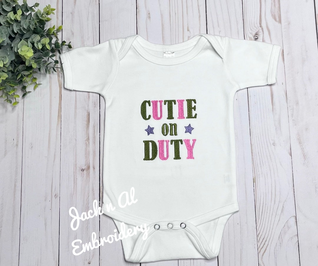 Embroidered Cutie on Duty Onesie/baby Gift/military Brat/military Baby ...