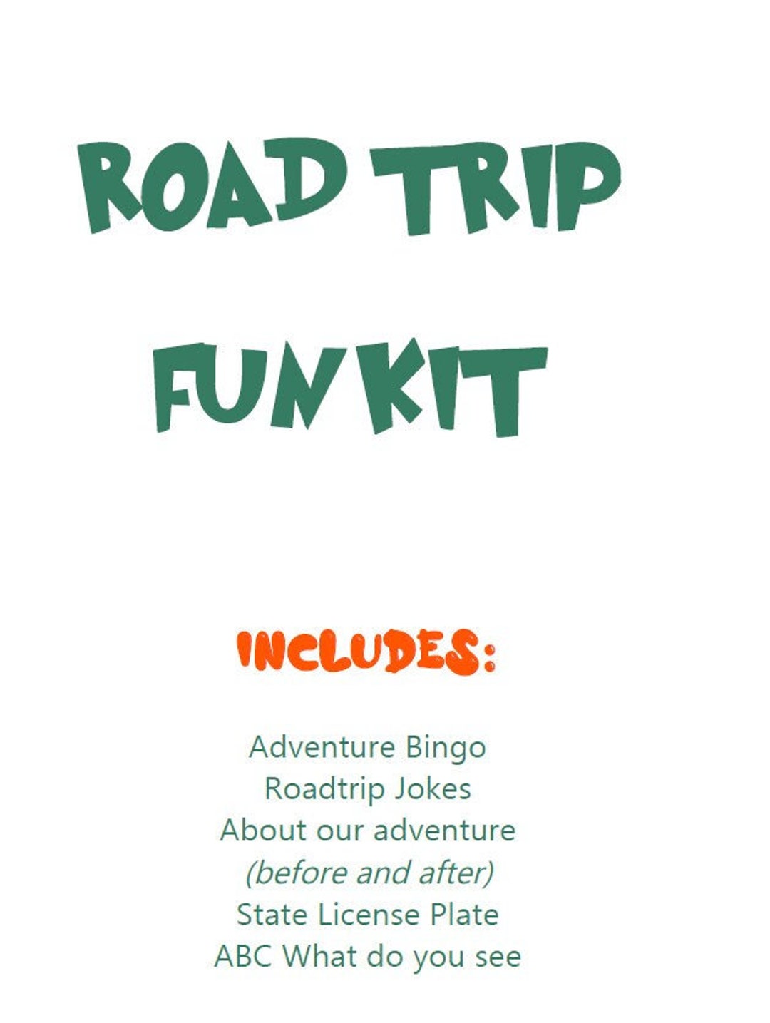 Road Trip Fun Kit - Etsy