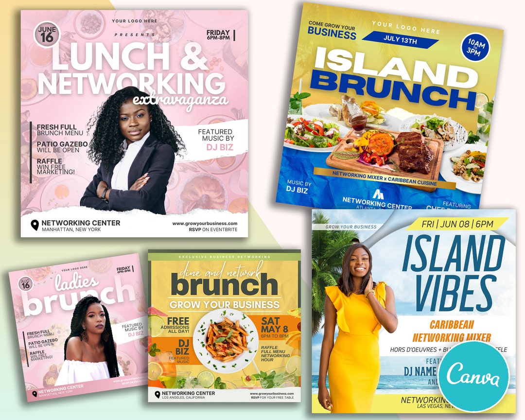 5 Business Networking Event Flyer Template | Canva Templates | Brunch ...