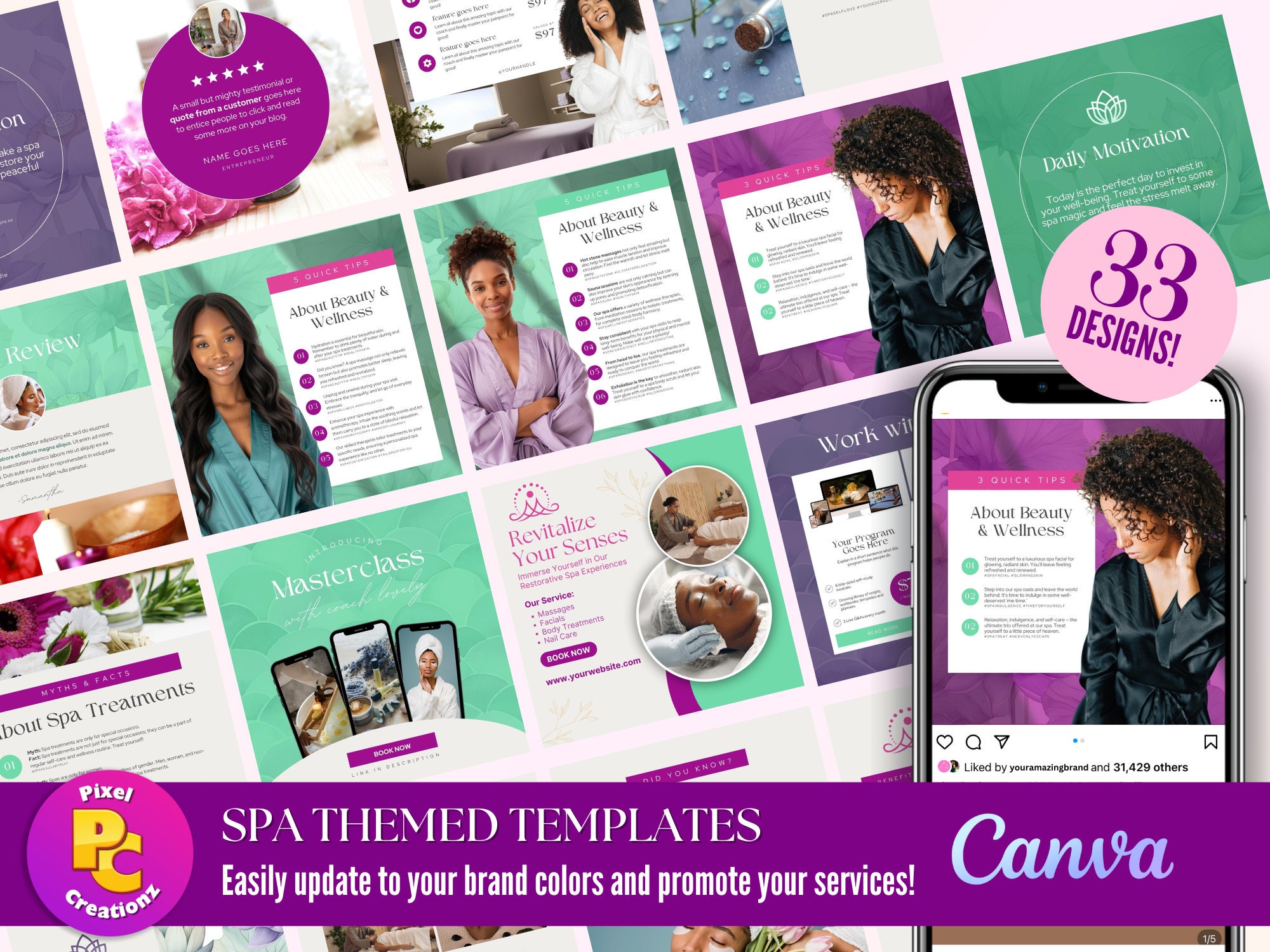 33 Templates | Spa Business | Canva Templates | Instagram | Digital ...