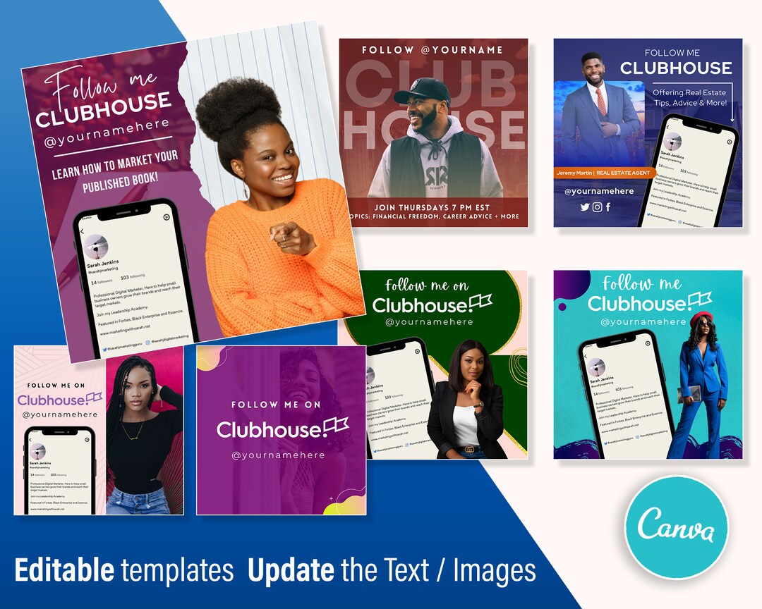 7 Clubhouse Promo Canva Template | Promote Your Speaker Event ...