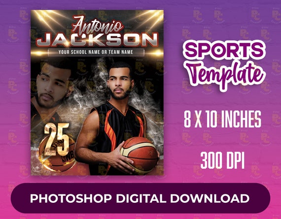 Basketball Sports Banner Template 8x10 Fully Editable in | Etsy