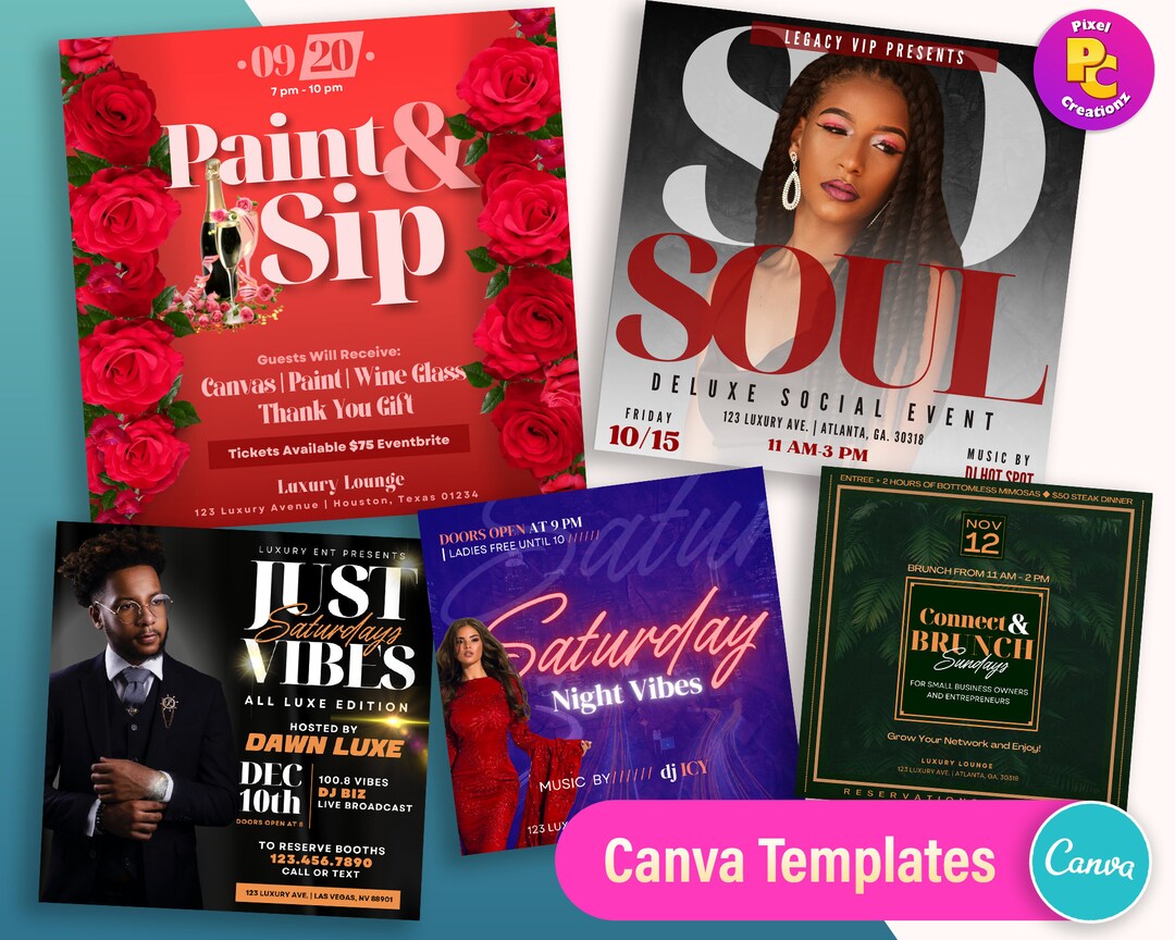 5 Business Event Flyer Templates | Canva Templates | Instagram | Bundle ...
