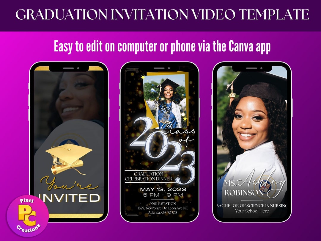 Graduation Invitation Video Template 01 Canva Template Size 1080x1920 ...