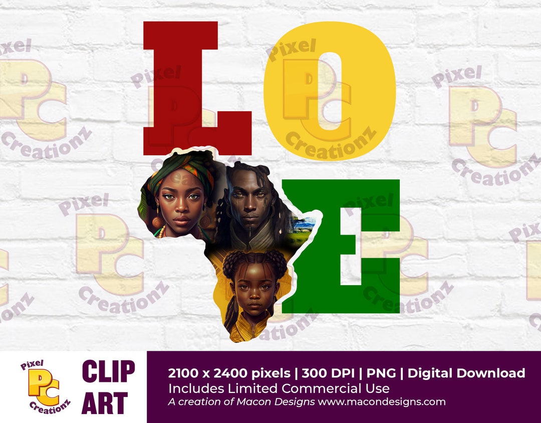 Love Black History Clip Art PNG Black Family PNG Black - Etsy