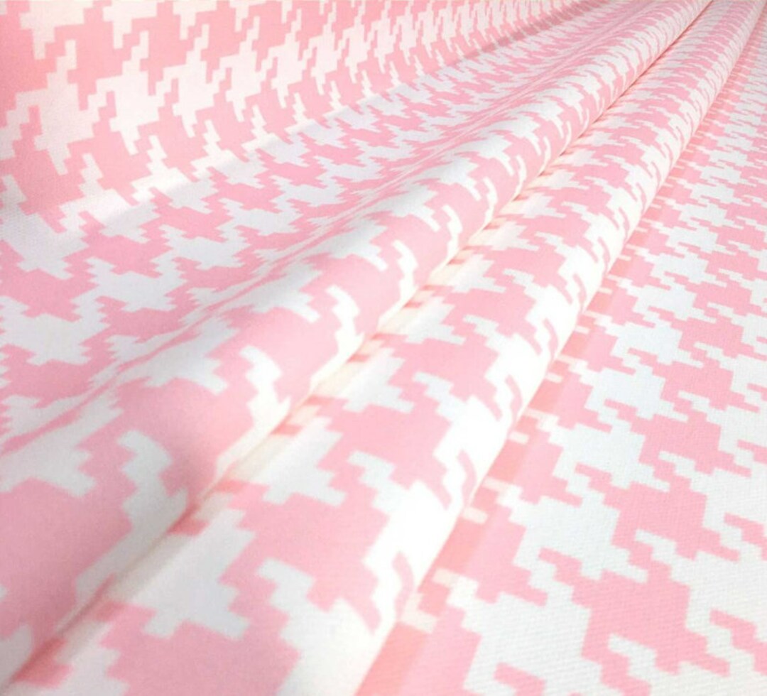 Pink Houndstooth Fabric by the Metergeometric Fabric Decor - Etsy