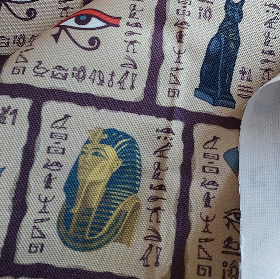 Egyptian Geometric Fabric: Pharaoh Print Upholstery, Decor Fabric by ...