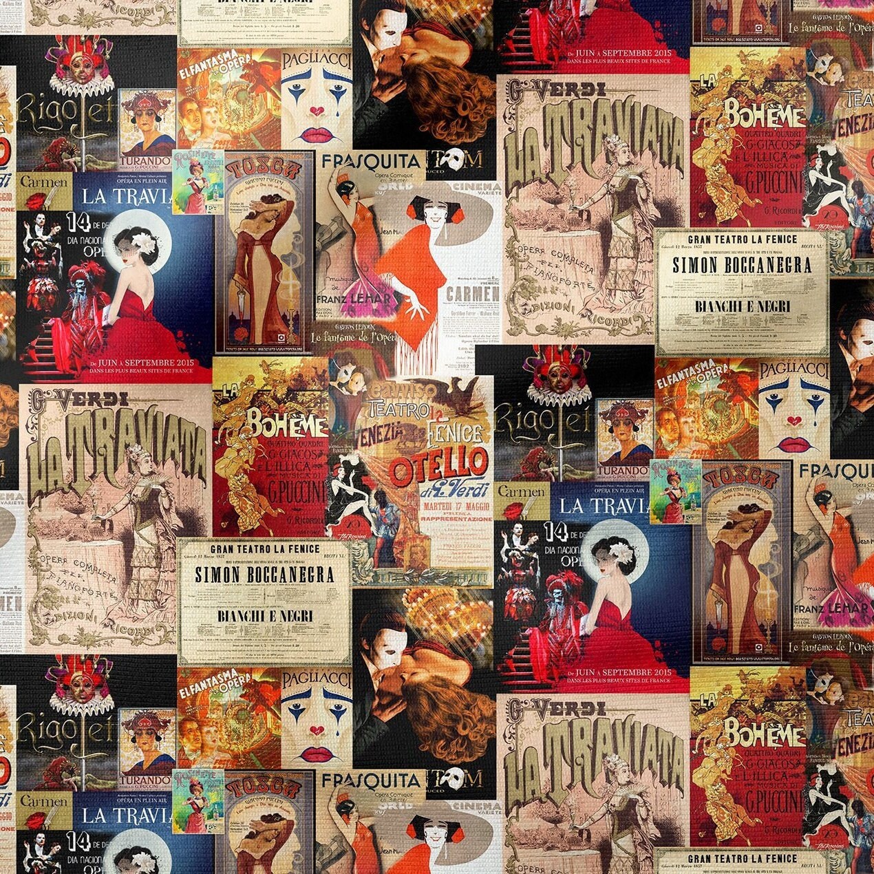 Retro Opera Posters Fabric by the Meter,opera,music, Home Decor ...