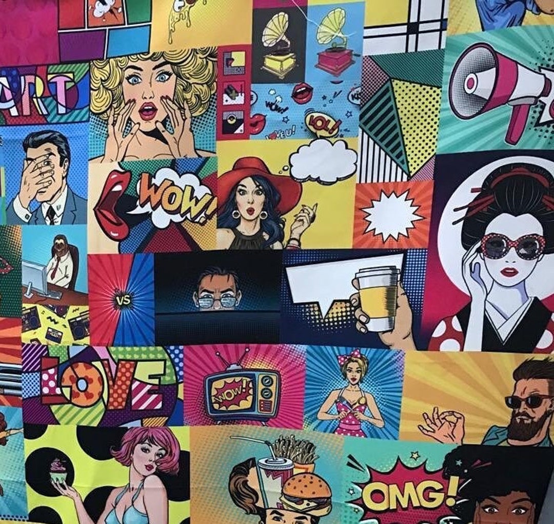 Retro Comics Fabric by the Meterretro Fabric Decor Furniture - Etsy