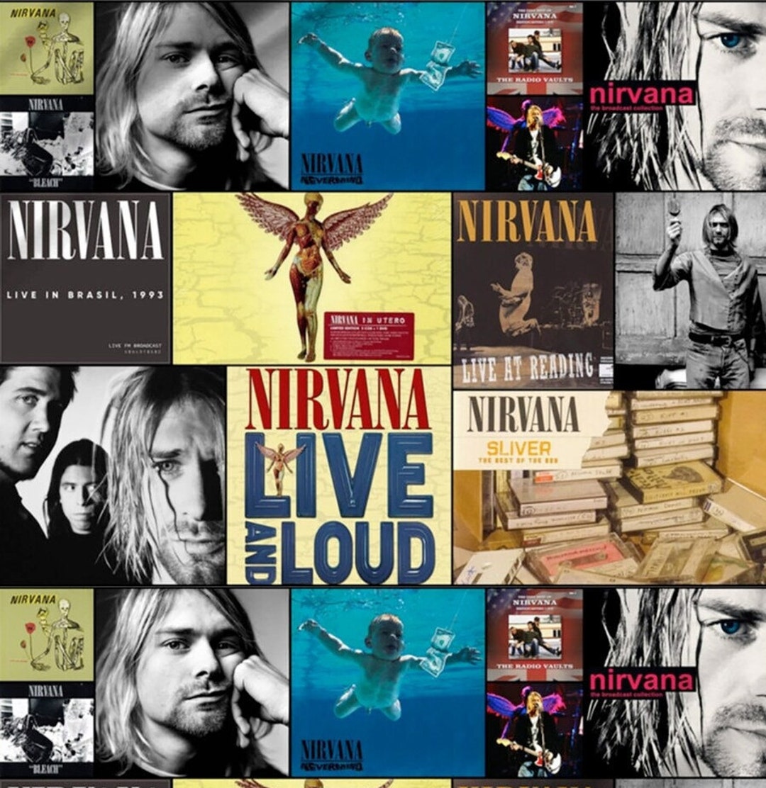 Nirvana Album Covers Fabric by the Metermusicrock Groups - Etsy