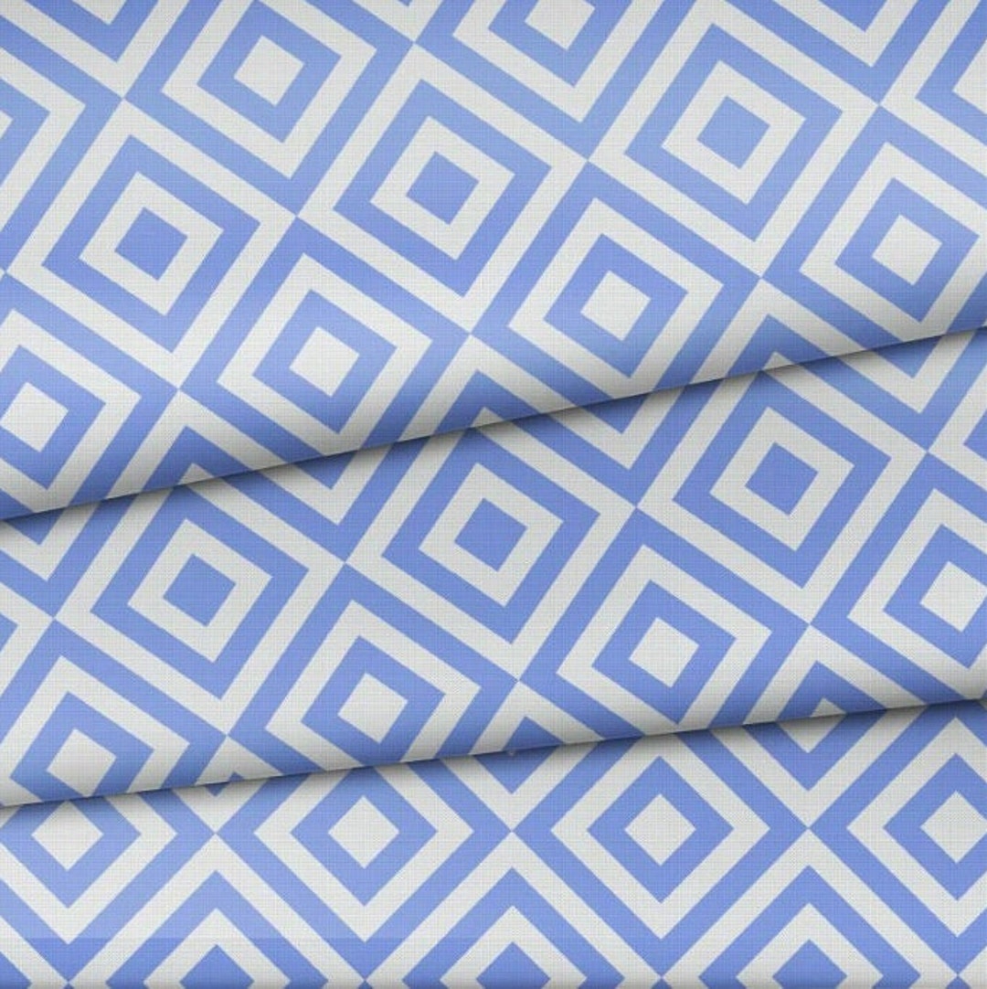 Blue Diamond Print Ifabric by the Meter,geometric Fabric Decor ...
