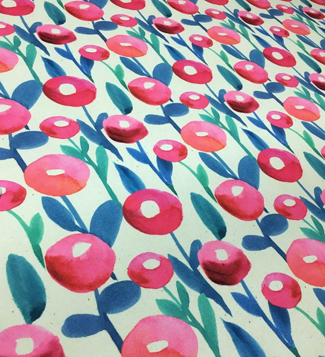 Red Flowers Fabric by the Meter,floral Pattern Fabric Decor Furniture ...