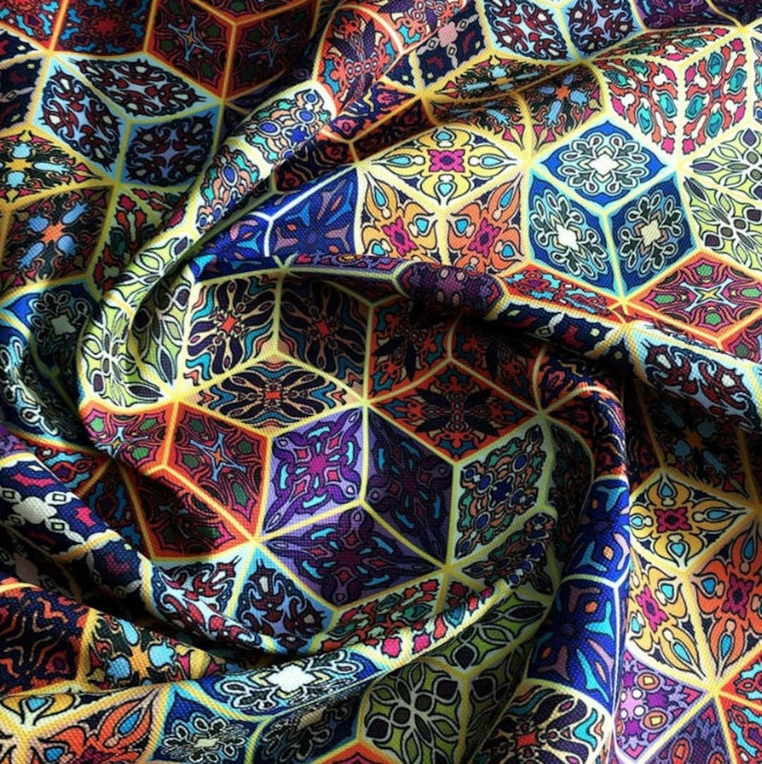 3D Cubes Print Fabric by the Meter,geometric Fabric Decor Furniture ...