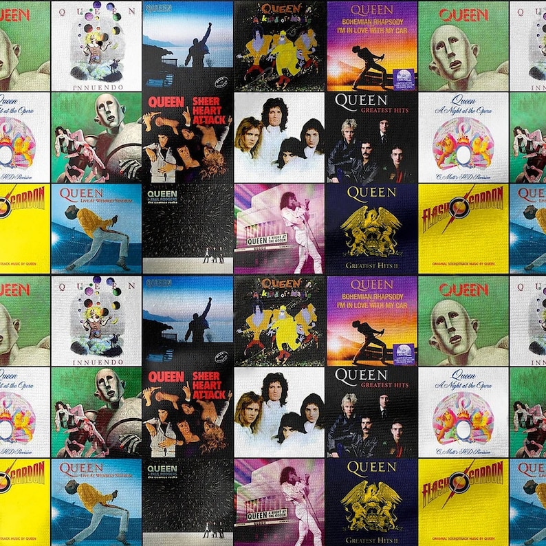 Queen Album Covers Fabric by the Metermusicrock Groups Home - Etsy