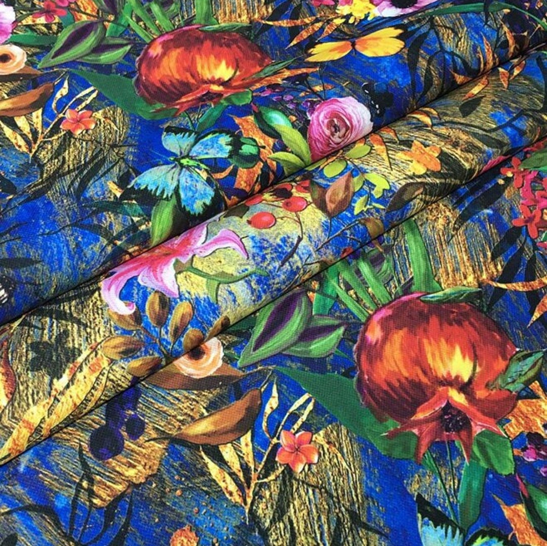 Floral Upholstery Fabric: Colorful Flower Pattern, Polyester Fabric by ...