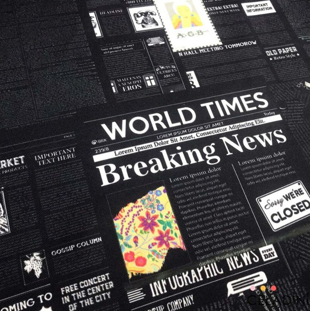 Newspaper Print Fabric by the Meter,pop Art Fabric Decor Furniture ...