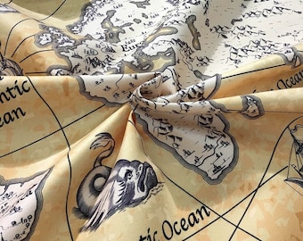 Vintage Map Upholstery Fabric - Etsy
