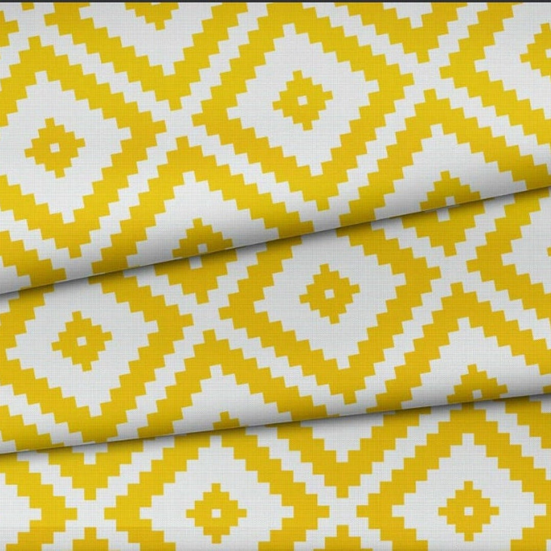 Yellow Mosaic Diamonds Print Fabric by the Meter,geometric Fabric Decor ...