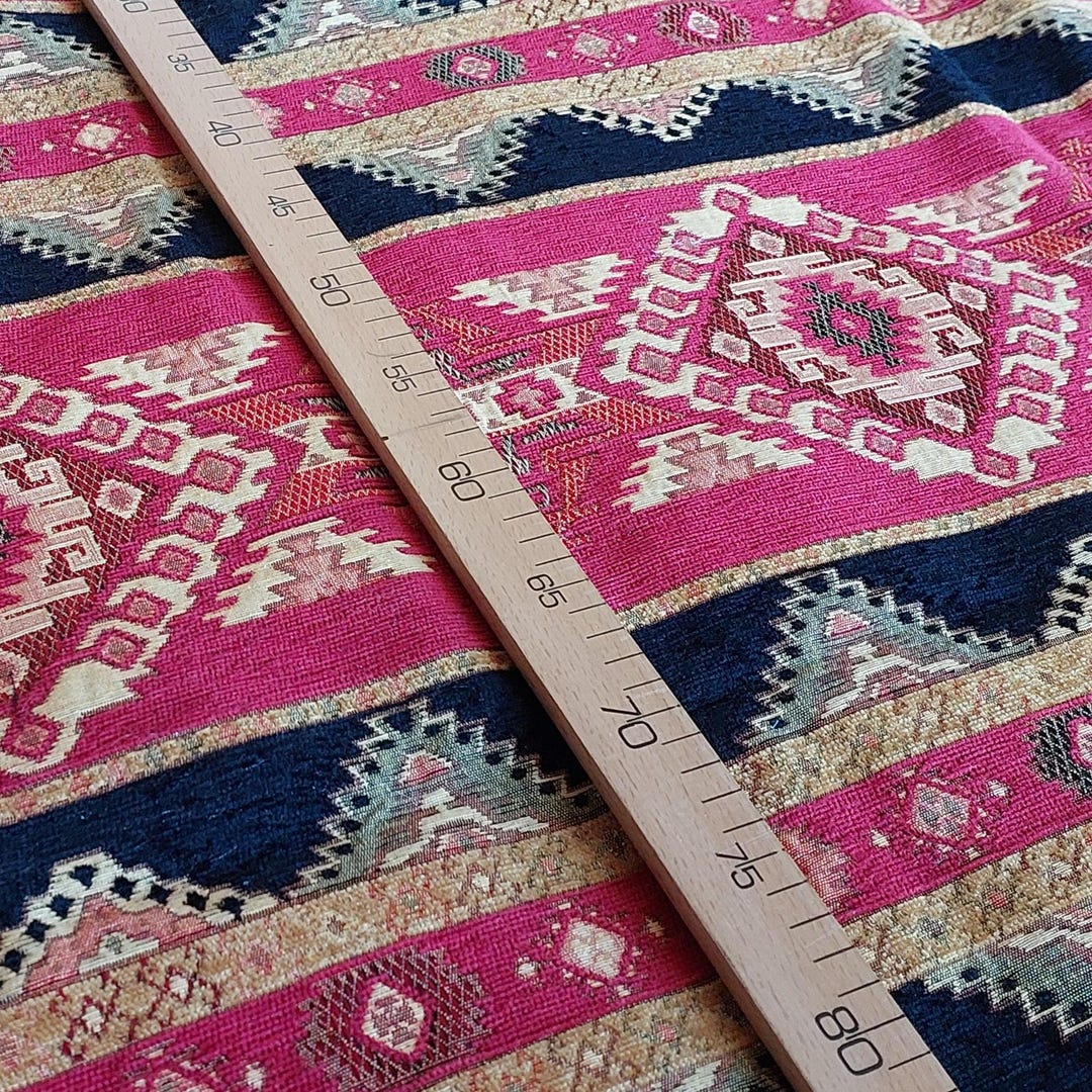 Red Turkish Kilim Upholstery Fabric by the Meter,boho Woven Chenille ...