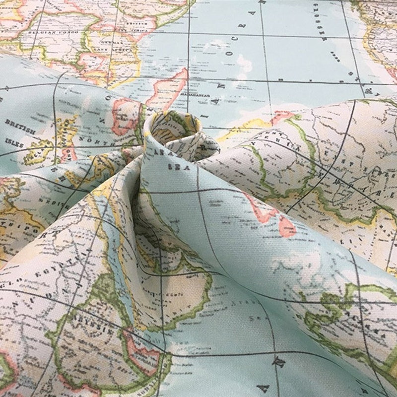 World Map Fabric - Etsy