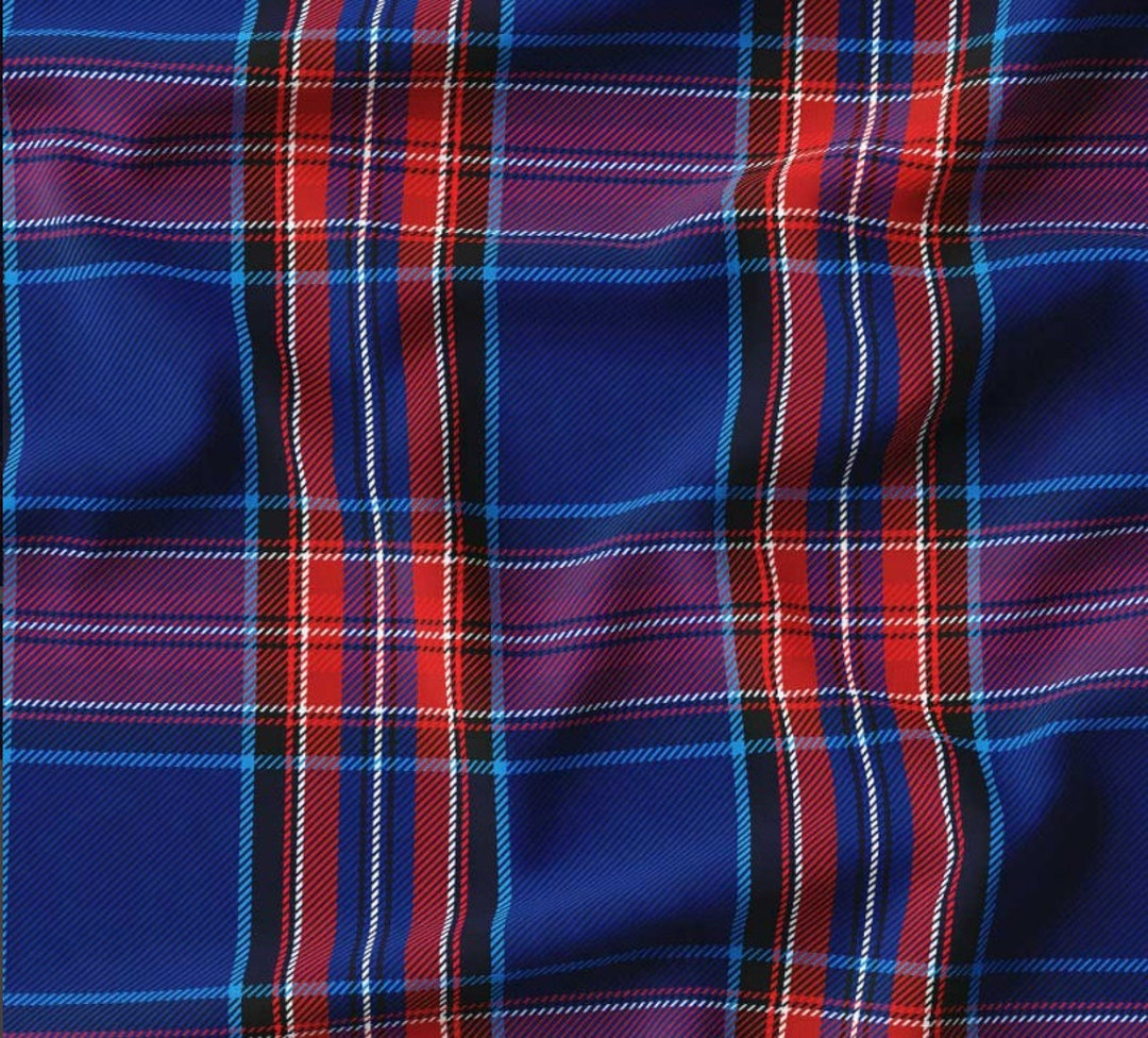 Navy Plaid Fabric by the Meter,holiday Fabric Decor Furniture Chair ...