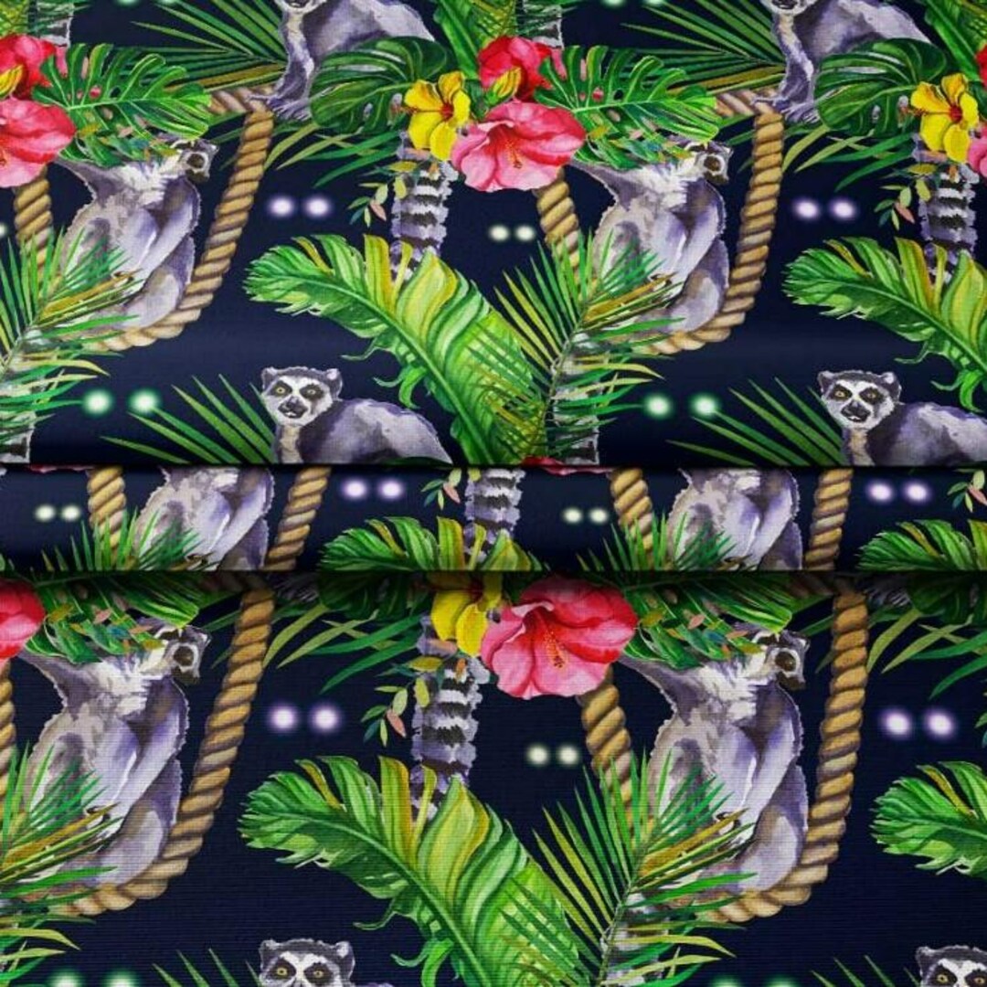 Lemurs Print Fabric: Tropical Upholstery, Decor Fabric by the Meter - Etsy