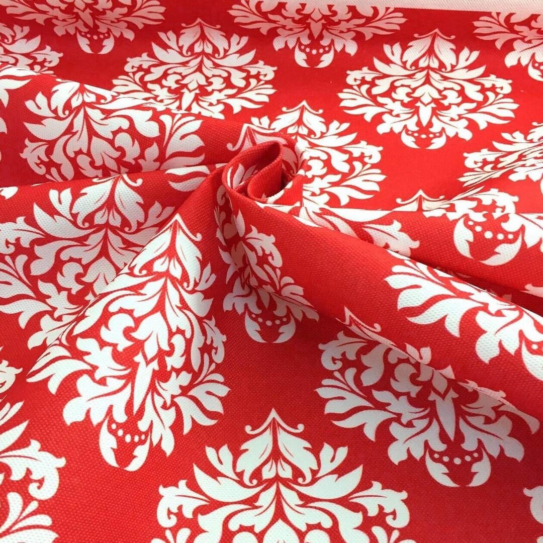 Red Damask Fabric by the Meter,floral Decor Furniture Chair Sofa ...