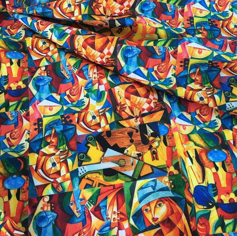 Colorful Abstract Print Fabric by the Meter Pop Art Decor - Etsy