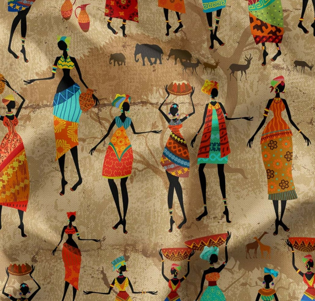 African Women Fabric by the Meterafrican Pattern Fabric Decor - Etsy
