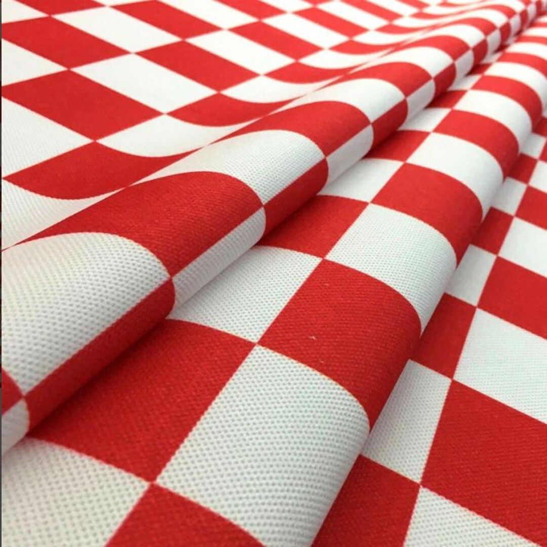 Red Checkered Upholstery Fabric: Geometric Plaid Microfiber by the Meter - Etsy