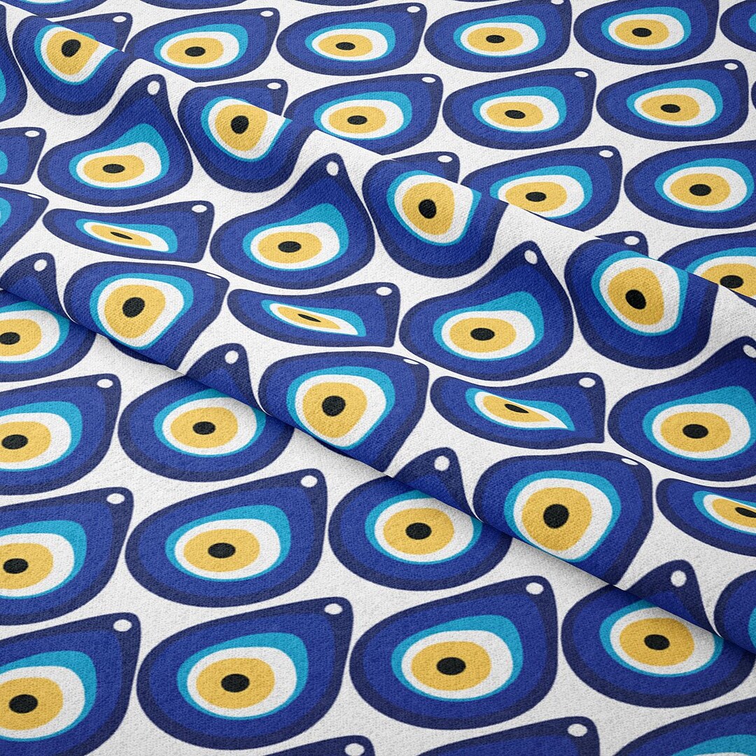 Blue Nazar,evil Eye Pattern Fabric by the Meter,ethnic Pattern Decor ...
