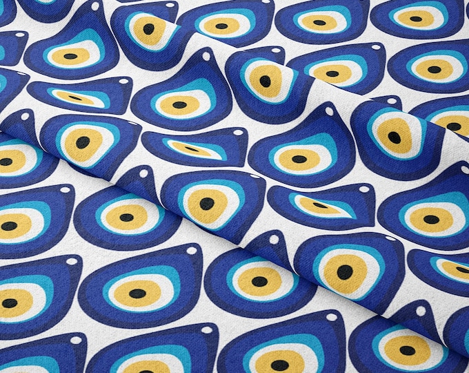 Blue Eyes Watercolor Fabric Evil Eye by Cest_la_viv Turquoise Black Myth Watercolor Evil Eye ...