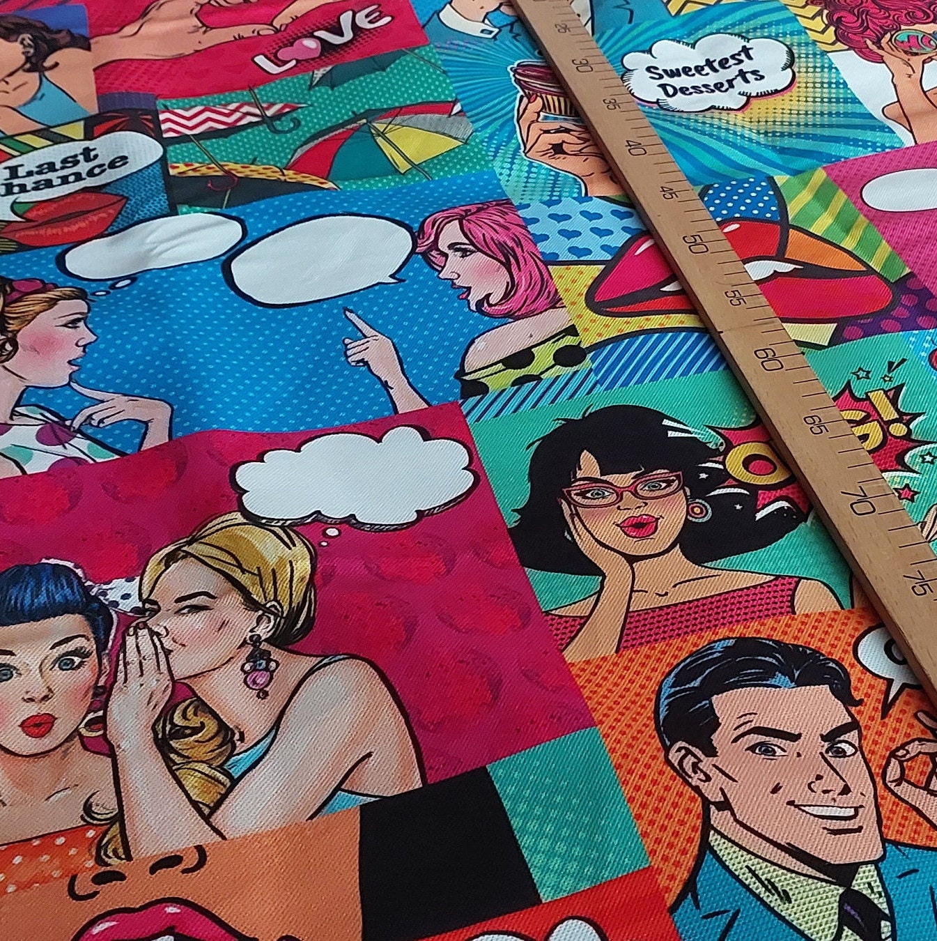 Retro Comics Fabric by the Meter Colorful Pop Art Decor - Etsy