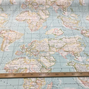 World Map Fabric by the Meter,map Fabric Decor Furniture Chair Sofa ...
