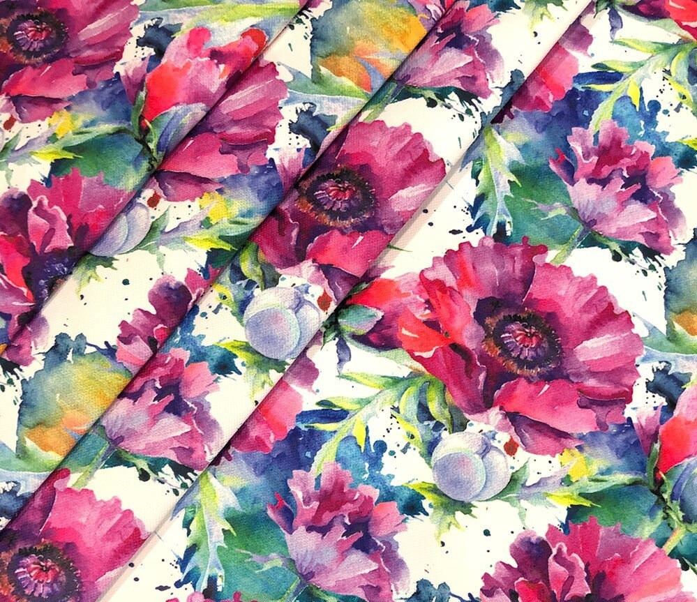 Fuschia Summer Flowers Fabric by the Meterfloral Fabric Decor - Etsy