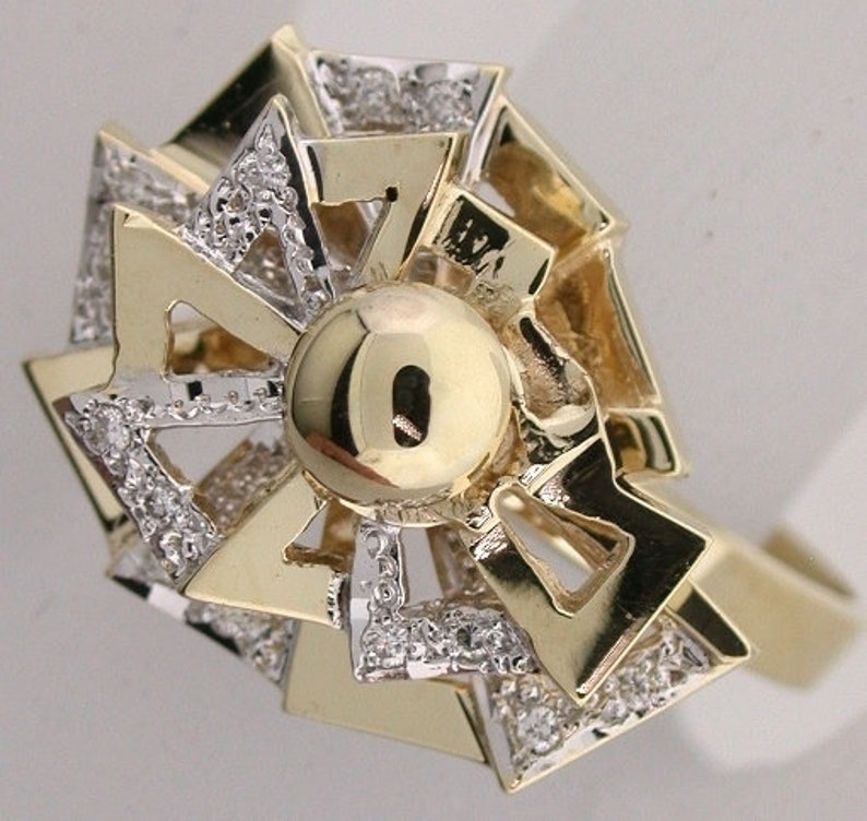 Triangle Design Motion Ring With Diamonds - FL854 - Etsy